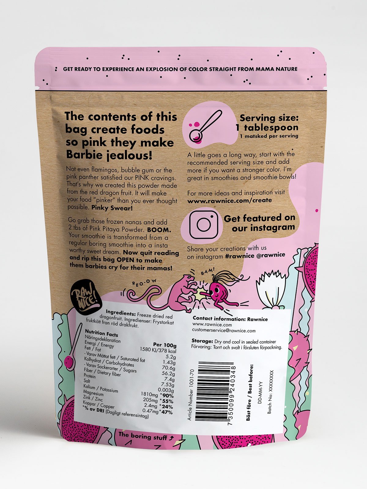 Buy Pink Pitaya Powder, 100% Natural and Freeze Dried Superfood – Rawnice